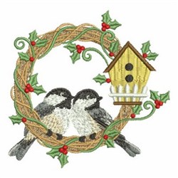 Winter Chickadees Embroidery Design | EmbroideryDesigns.com