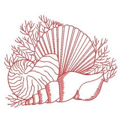 Redwork Seashells Whelk Embroidery Design | EmbroideryDesigns.com