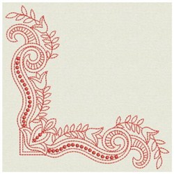 Redwork Artistic Corner Embroidery Design | EmbroideryDesigns.com