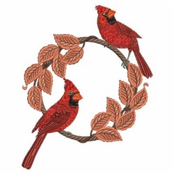Autumn Cardinals Embroidery Design | EmbroideryDesigns.com