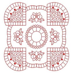 Redwork Enticement Quilt Embroidery Design | EmbroideryDesigns.com