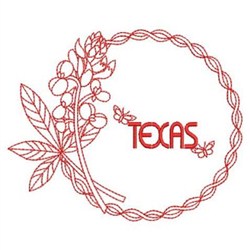 Redwork Texas Floral Embroidery Design | EmbroideryDesigns.com