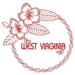Redwork W Virginia Floral Embroidery Design | EmbroideryDesigns.com