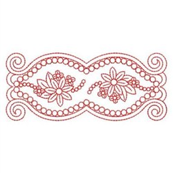 Redwork Flower Border Embroidery Design | EmbroideryDesigns.com
