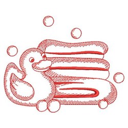 Redwork Bath Time Duck Embroidery Design | EmbroideryDesigns.com