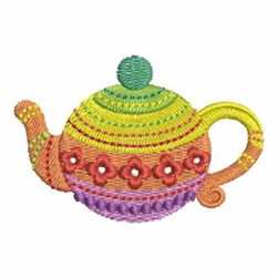 Colorful Tea Pot Embroidery Design | EmbroideryDesigns.com
