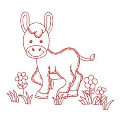 Redwork Donkey Embroidery Design | EmbroideryDesigns.com