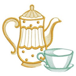 Vintage Tea Pot Embroidery Design | EmbroideryDesigns.com
