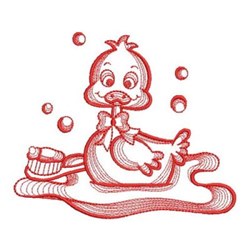 Redwork Bath Duck Embroidery Design | EmbroideryDesigns.com