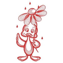 Redwork Daisy Duck Embroidery Design | EmbroideryDesigns.com