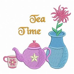 Tea Time Embroidery Design | EmbroideryDesigns.com