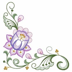 Rippled Jacobean Flower Embroidery Design | EmbroideryDesigns.com