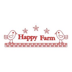 Redwork Happy Farm Embroidery Design | EmbroideryDesigns.com