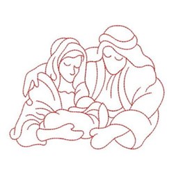 Redwork Nativity Embroidery Design | EmbroideryDesigns.com