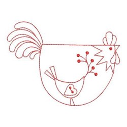 Redwork Hen Embroidery Design | EmbroideryDesigns.com