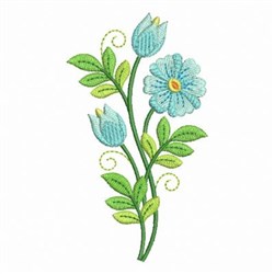 Heirloom Blue Flowers Embroidery Design | EmbroideryDesigns.com