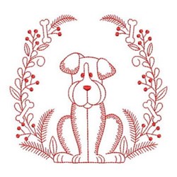 Redwork Puppy Dog Embroidery Design | EmbroideryDesigns.com