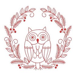 Redwork Owl Embroidery Design | EmbroideryDesigns.com