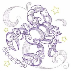 Rippled Zodiac Scorpio Symbol Embroidery Design | EmbroideryDesigns.com