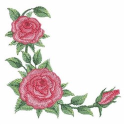 Corner Red Roses Embroidery Design | EmbroideryDesigns.com