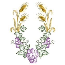 Grapes & Wheat Embroidery Design | EmbroideryDesigns.com