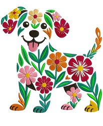 Flower Puppy Embroidery Design | EmbroideryDesigns.com