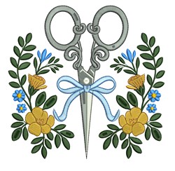 Floral Scissors Embroidery Design | EmbroideryDesigns.com