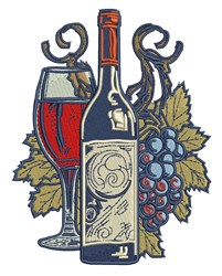 Wine Bottle Embroidery Design | EmbroideryDesigns.com