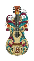 Boho Guitar Embroidery Design | EmbroideryDesigns.com