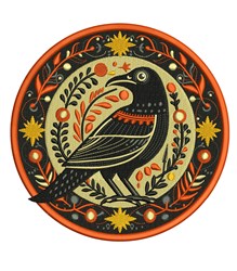 Folk Art Crow Embroidery Design | EmbroideryDesigns.com