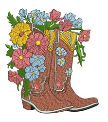 Floral Cowboy Boots Embroidery Design | EmbroideryDesigns.com