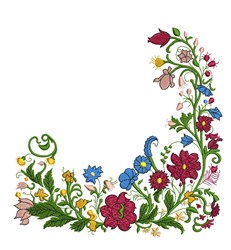 Floral Corner Embroidery Design | EmbroideryDesigns.com