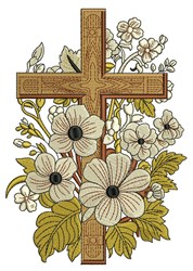 Cross In Flowers Embroidery Design | EmbroideryDesigns.com