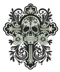 Cross & Skull Embroidery Design | EmbroideryDesigns.com