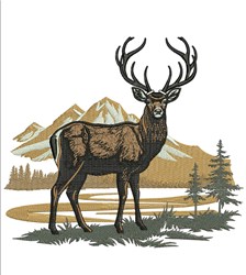 Deer Scene Embroidery Design | EmbroideryDesigns.com