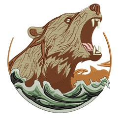 Grizzly Bear Embroidery Design | EmbroideryDesigns.com