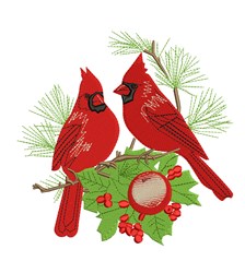Christmas Cardinals Embroidery Design | EmbroideryDesigns.com