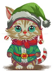 Christmas Cat Embroidery Design | EmbroideryDesigns.com