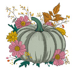 Floral Pumpkin Embroidery Design | EmbroideryDesigns.com