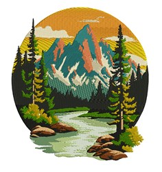 Mountain Scene Embroidery Design | EmbroideryDesigns.com
