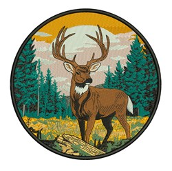 Deer Scene Embroidery Design | EmbroideryDesigns.com