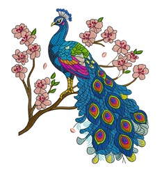 Peacock In Tree Embroidery Design | EmbroideryDesigns.com