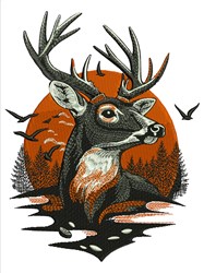Stag Scene Embroidery Design | EmbroideryDesigns.com
