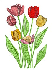 Vibrant Tulip Bouquet Embroidery Design | EmbroideryDesigns.com