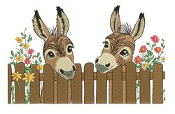 Garden Donkeys Embroidery Design | EmbroideryDesigns.com