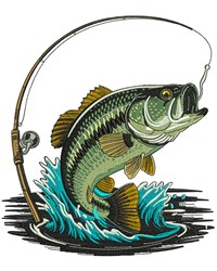 Bass Fishing Embroidery Design | EmbroideryDesigns.com