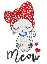 Meow Cat Embroidery Design | EmbroideryDesigns.com