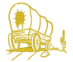 Covered Wagon Scene Outline Embroidery Design | EmbroideryDesigns.com