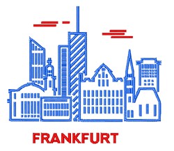 Frankfurt Skyline Outline Embroidery Design | EmbroideryDesigns.com