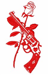 Red Rose & Revolver Embroidery Design | EmbroideryDesigns.com